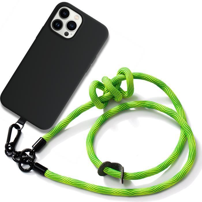 Coque Cordon pour iPhone 13 Pro Max - Slicone Antichoc Noir Coins ...