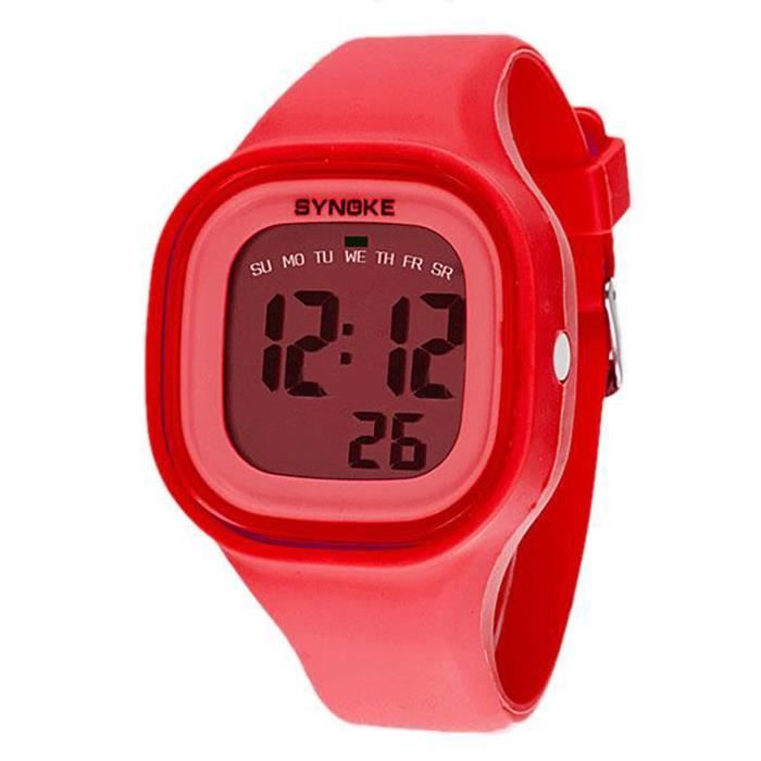 Rouge Montres garçons fille hommes femmes poignet de gelée date de ...