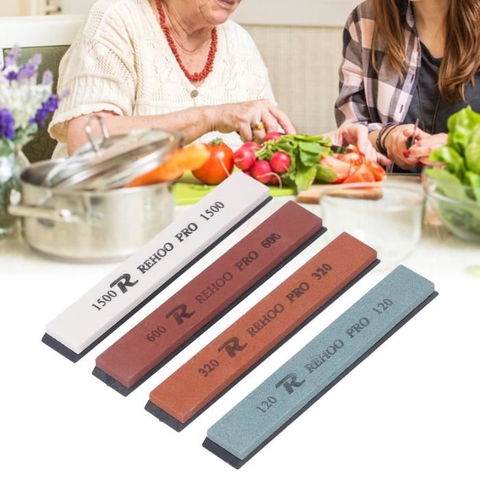 KEENSO Pierre à aiguiser les couteaux Lot de 4 Pierres à Aiguiser pour Couteaux, 120 320 600 ...