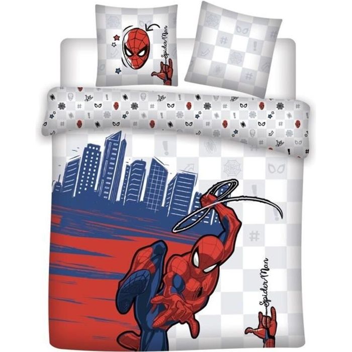 Parure de Lit double coton Spiderman - Marvel - Housse de couette ...