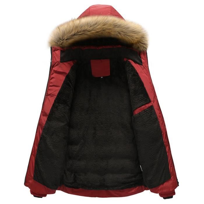 Blouson Homme - LEOCLOTHO - Modèle à capuche - Col en fourrure - 100% ...