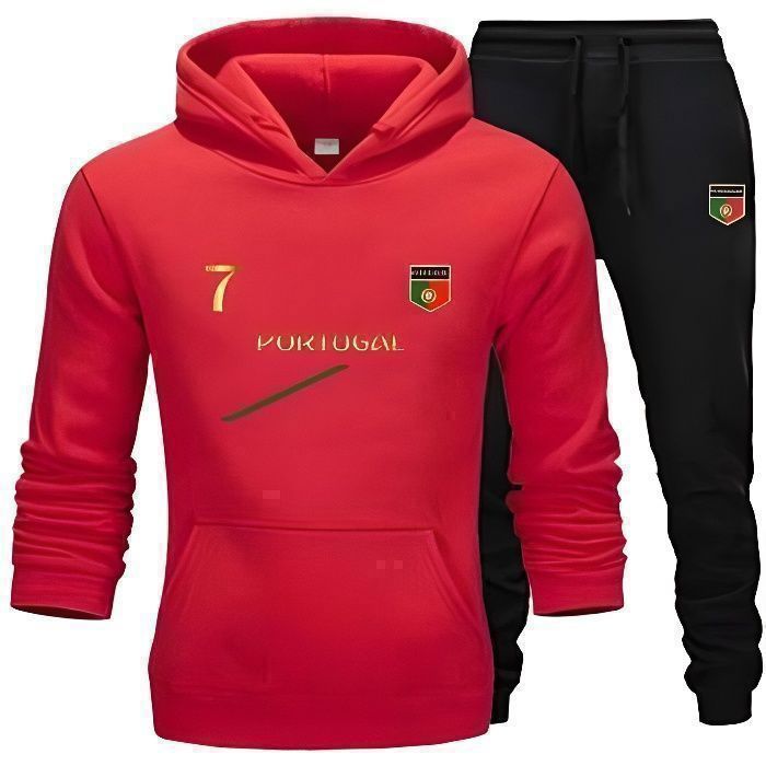 Jogging homme - Portugal - Rouge - Sweat à capuche - Taille élastiquée ...