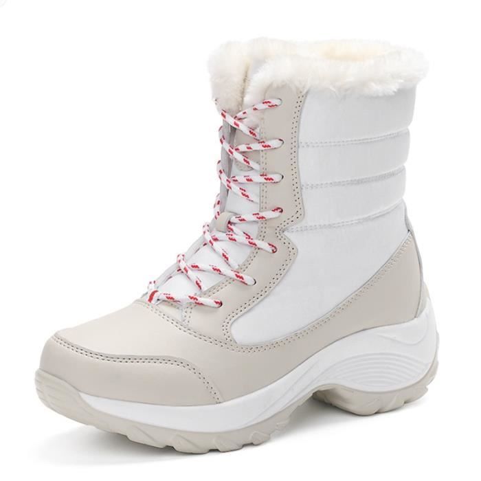 Botte,Bottes de neige à plateforme pour femme, chaussures chaudes ...