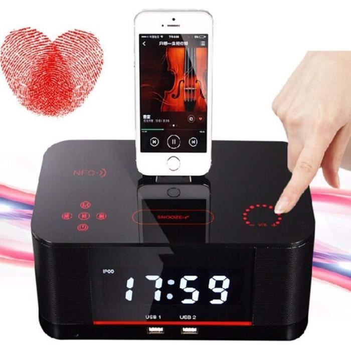 Réveil avec Haut-Parleur Bluetooth à Commande Tactile, Radio FM ...
