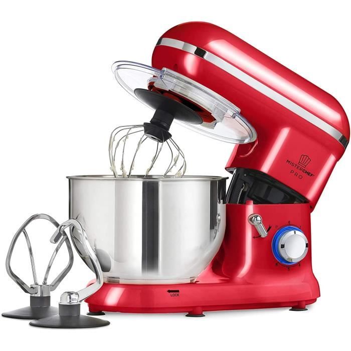 Robot Pâtissier, App Électr Pro 1600W - Rouge - Grd Bol - 3 Access ...