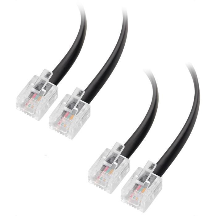 Pack De 2 Câble Téléphonique De 2M (Cable Rj11 Vers Rj11) Pour ...