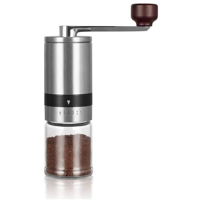 Argent Meuleuse manuelle portative à usage domestique Cafetière ...