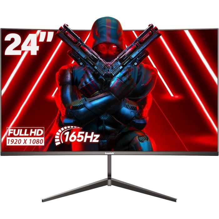 Écran Incurvé 24 Pouces Incurvé 165Hz, Full-Hd 1080P Led Computer ...