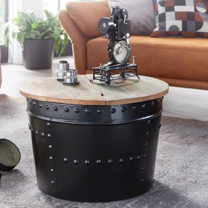 WOHNLING table basse bois massif table de salon Ø 60 cm table basse ...