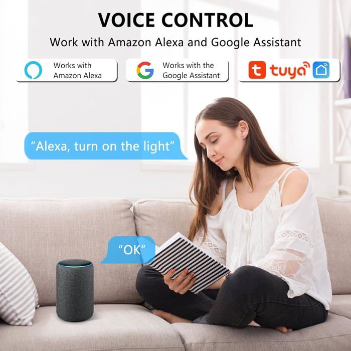 WiFi Switch, Connected Switch, Switch Lamp, Recessed Mount in Base, 2 ...