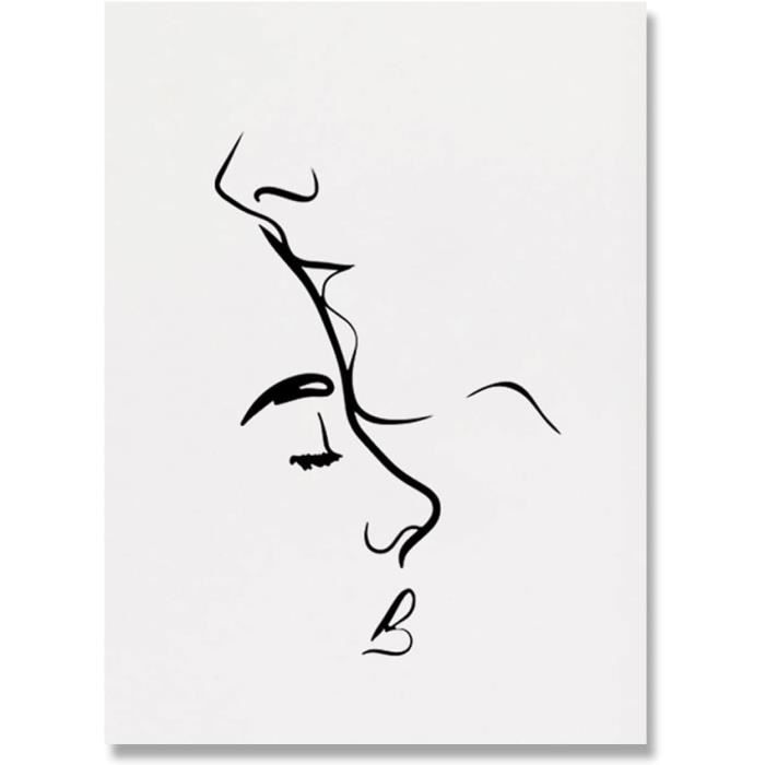 Couple Ligne Dessin Mur Art Toile Peinture Romantique Affiches Et ...