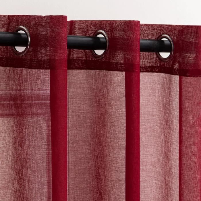 Lot De 2 Rideaux Voilage À Oeillet Rideau Semi-Transparent Intérieurs ...