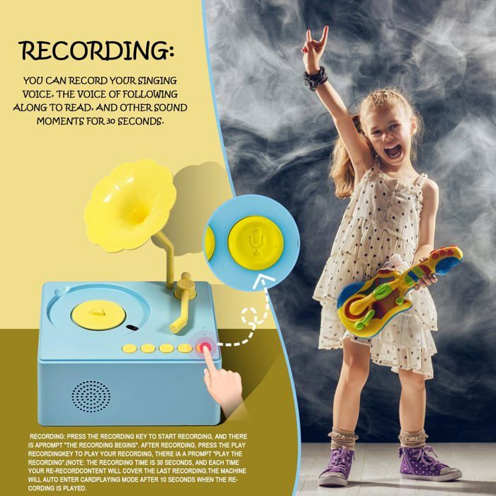 Tourne-Disque pour Enfants - BLEOSAN - Gramophone - Jouet Éducatif - 96 ...