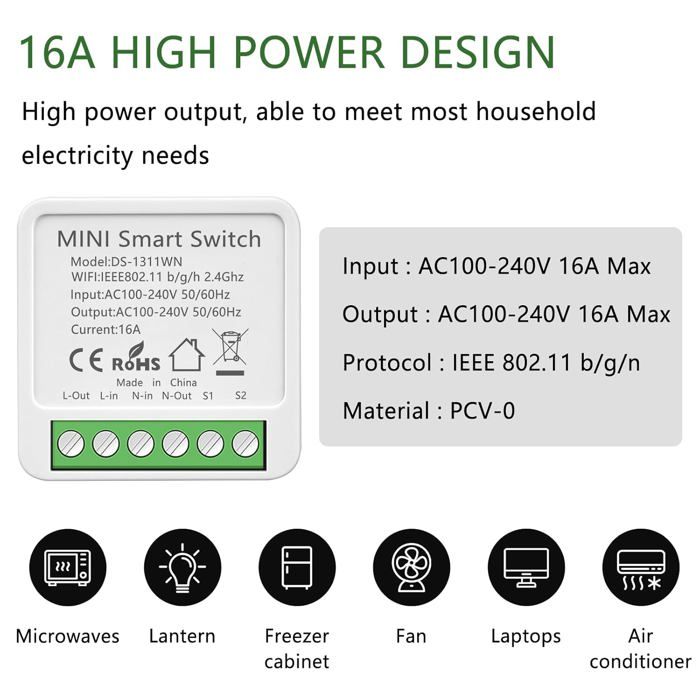 WiFi Switch, Connected Switch, Switch Lamp, Recessed Mount in Base, 2 ...