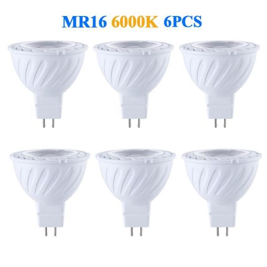 5W Ampoule LED MR16-GU5.3,Lot De 6,Blanc Froid 6000K,500Lumen 2 Broches Projecteur Remplacement ...