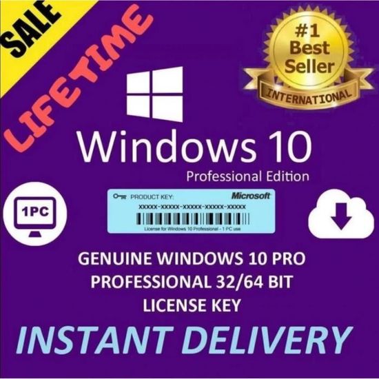 Windows 10 Pro Professionnel Licence Clé Activation - Livraison Rapide ...