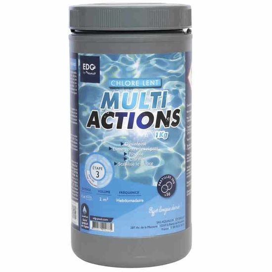 Chlore Multi Actions Piscine - EDG - Pastilles - Pot de 1kg - Chlore ...