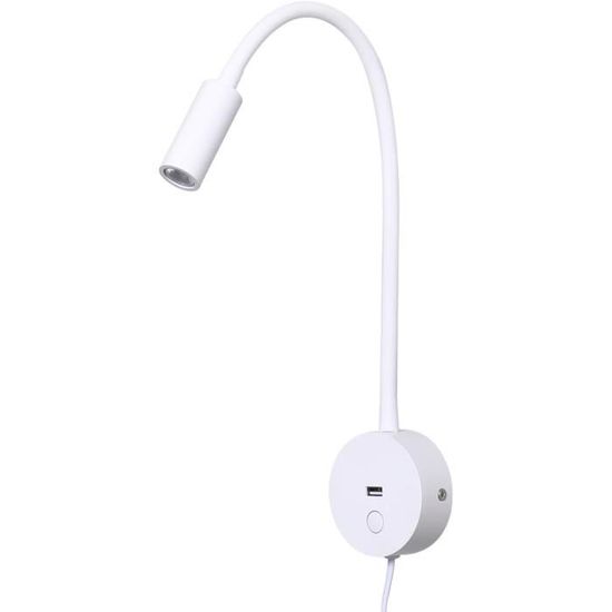 Lampe De Lecture Murale Col De Cygne,Applique Murale,Port De Charge Usb,Interrupteur Tactile,Led ...