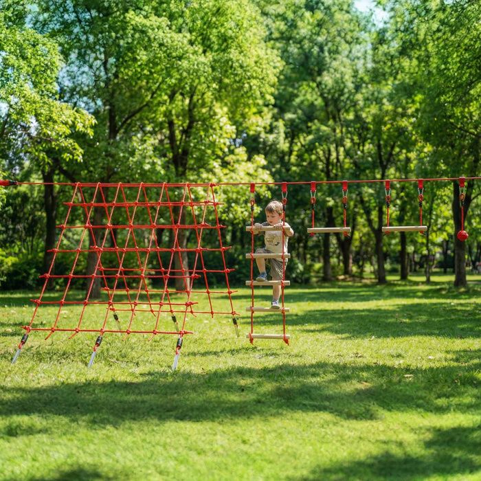 Parcours d'obstacles Ninja pour enfants 10 M kit de tyrolienne complet ...