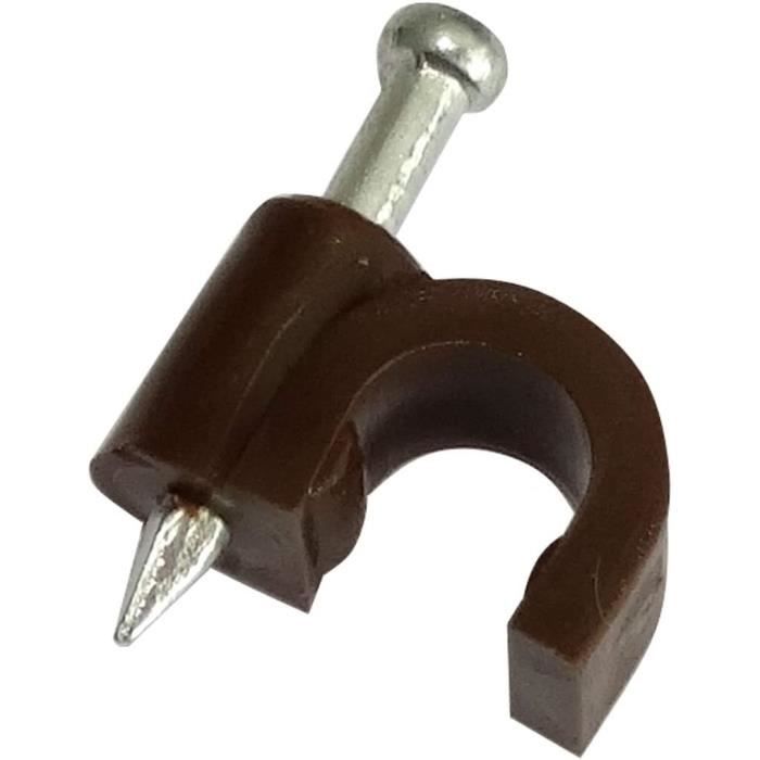 : 50 Attache-câble accroche Rond Marron Fils pontets 6mm Fixation avec ...