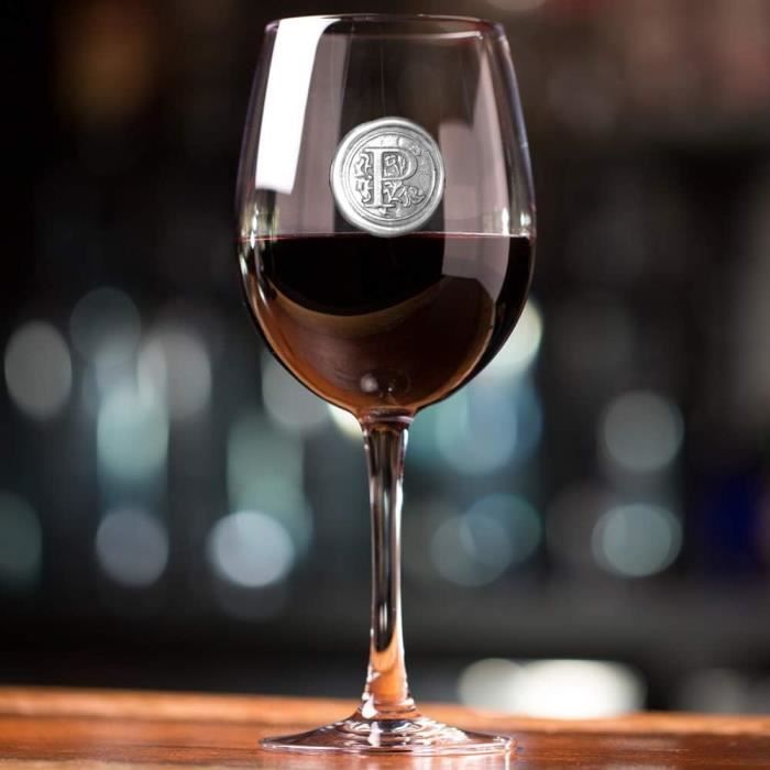 Verre À Vin Personnalisé Avec Initiale Au Choix (P) Cadeau Unique Pour ...