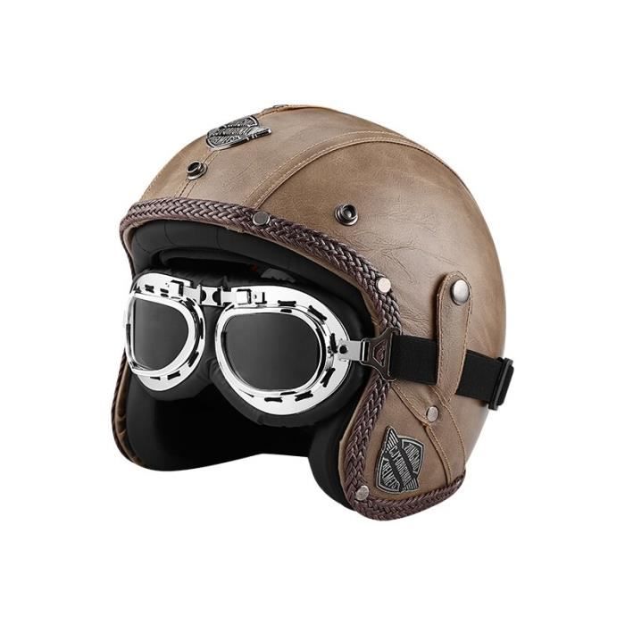 (L 18) Vintage Motorcycle Casque Cafe Racer Casco Street Riding Casque ...