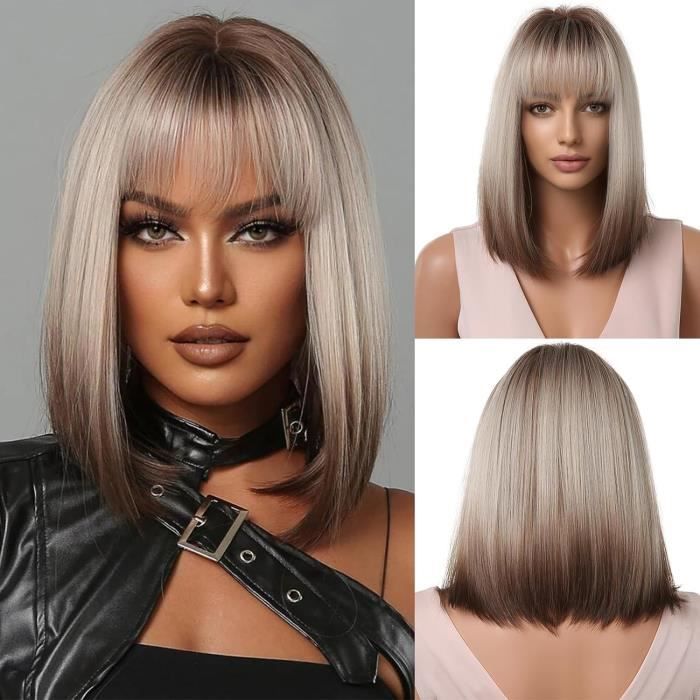 Perruque Bob Ombre Courte Et Droite Pour Femmes Perruque Cosplay Avec ...