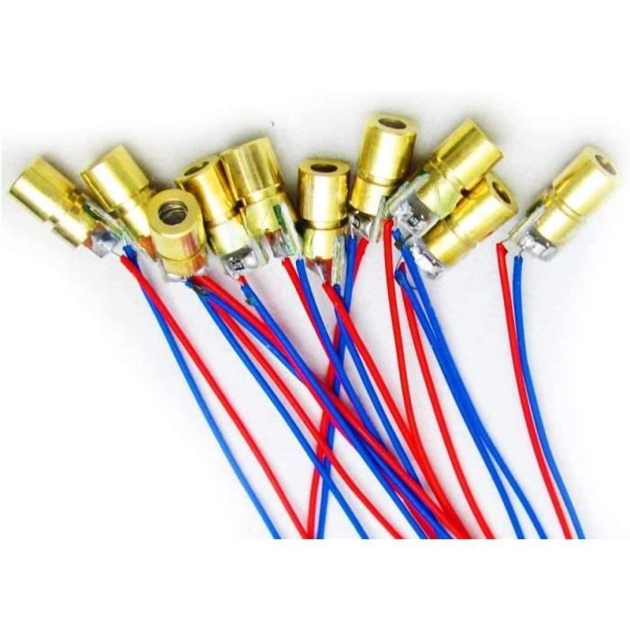 30 pièces Red Dot 3V 5V LED Diode Module Tête 650nm 5mW Précâblé Diodes ...