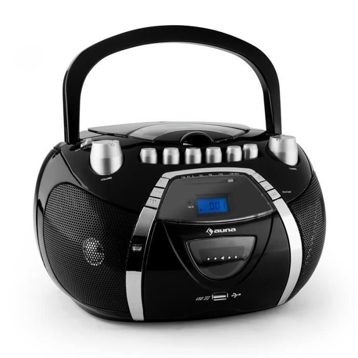 Auna Beeboy - Poste radio K7 portable avec lecteur CD et port USB MP3 ...