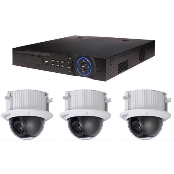 Kit Vidéosurveillance - DAHUA - DVR 16 chaînes et 3 caméras dômes ...