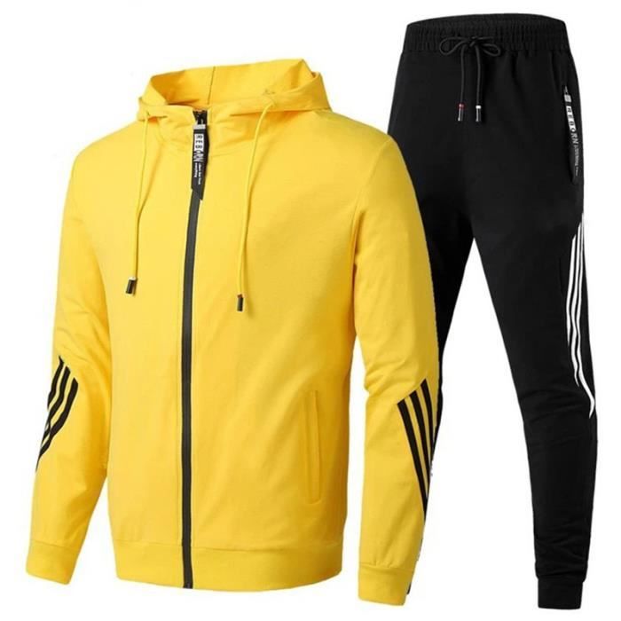 Survêtement Jogging Homme A Capuche 2 Pièces Sport Casual Manches ...