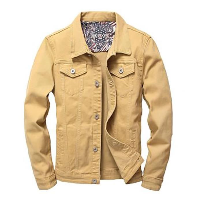 Veste hiver homme veste Col de revers Couleur unie blouson hommes Coupe ...