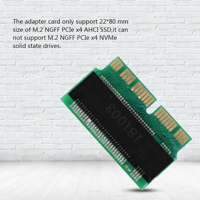 Carte Adaptateur SSD - QIILU - M.2 NGFF PCIe x4 AHCI - 22x80 mm - Compatible MacBook Air/Pro ...