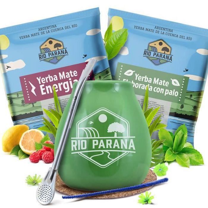 Yerba Mate Set Rio Parana Elaborada Energia 2x50g Tasse à Calebasse ...