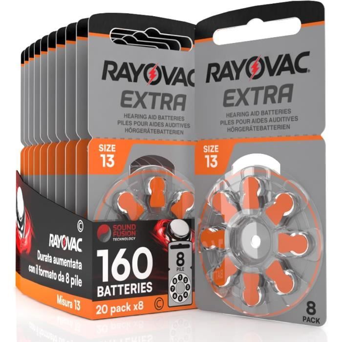 160 Piles Auditives Rayovac Extra 13. 20X8 Piles Pour Appareil Auditif ...