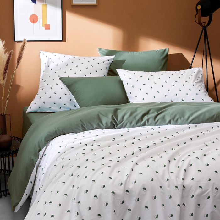 Housse de couette en percale au style géométrique Vert Olive 200x200 cm ...
