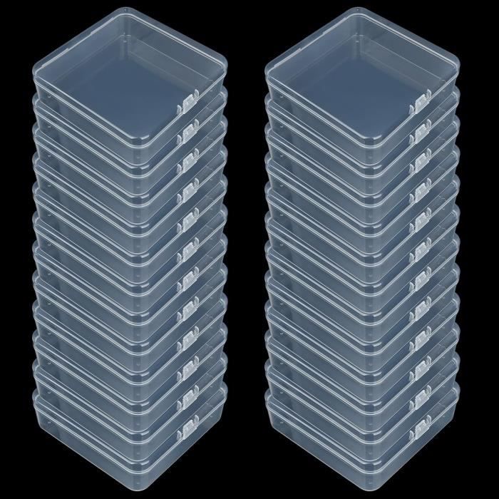 Lot De 24 Mini Boîtes De Rangement Carrées En Plastique Transparent ...