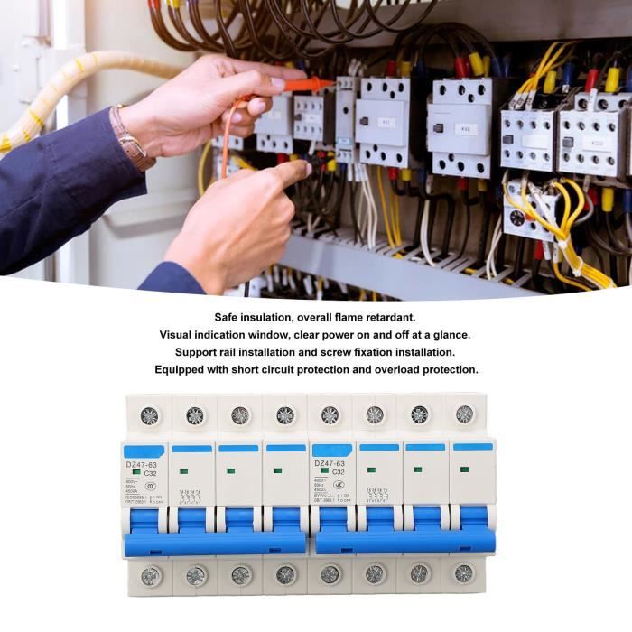 ZJCHAO Disjoncteur sur rail DIN Disjoncteur de verrouillage 4P 32A 400V Commutateur de transfert ...