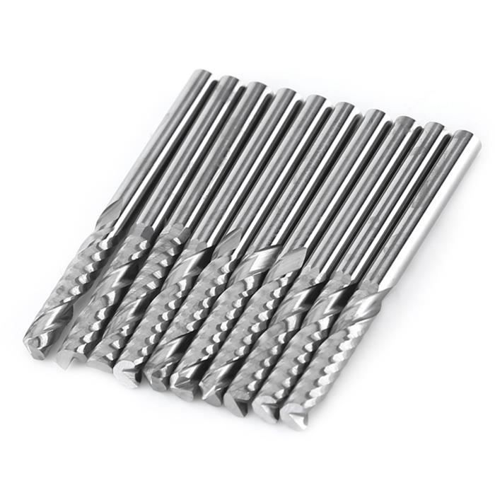 ZJCHAO Fraise en Bout End Mills , 10pcs Tungsten Carbide Single Flute ...