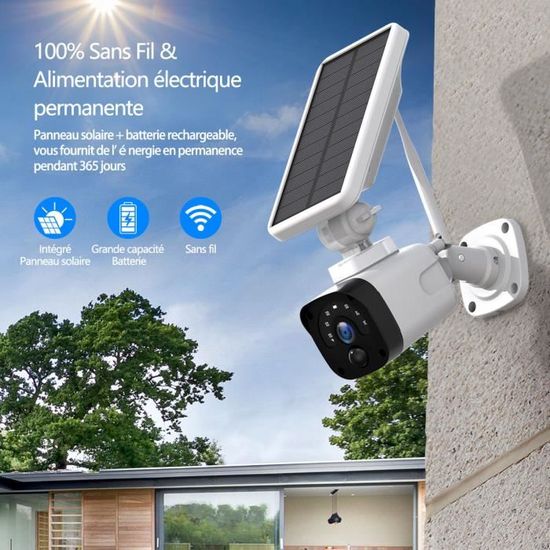 CAMCAMP Caméra de Surveillance Solaire Kit Extérieur Sans Fil 3MP avec ...