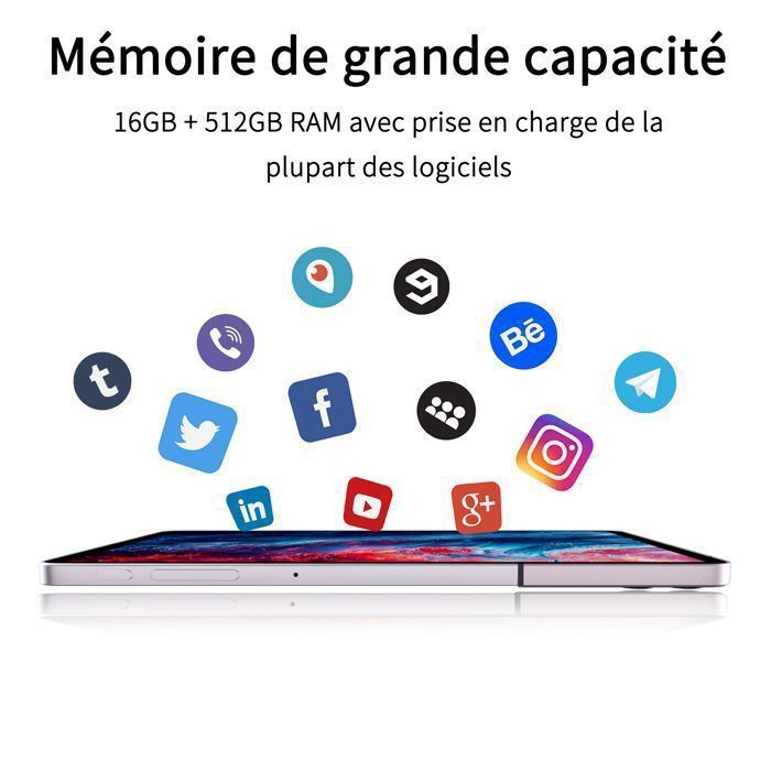 Tablette tactile 11 pouces, tablette Android 14, 16 Go RAM 512 Go ROM, IPS 2560*1440 HD, 10 000 ...