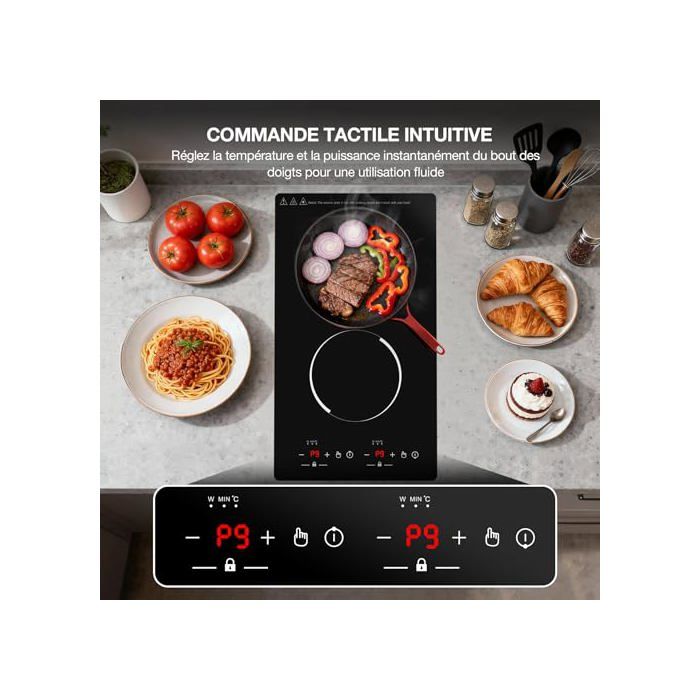 Plaque à induction - GTKZW - 2 feux 3000W (1800+1200W) - 30 cm ...