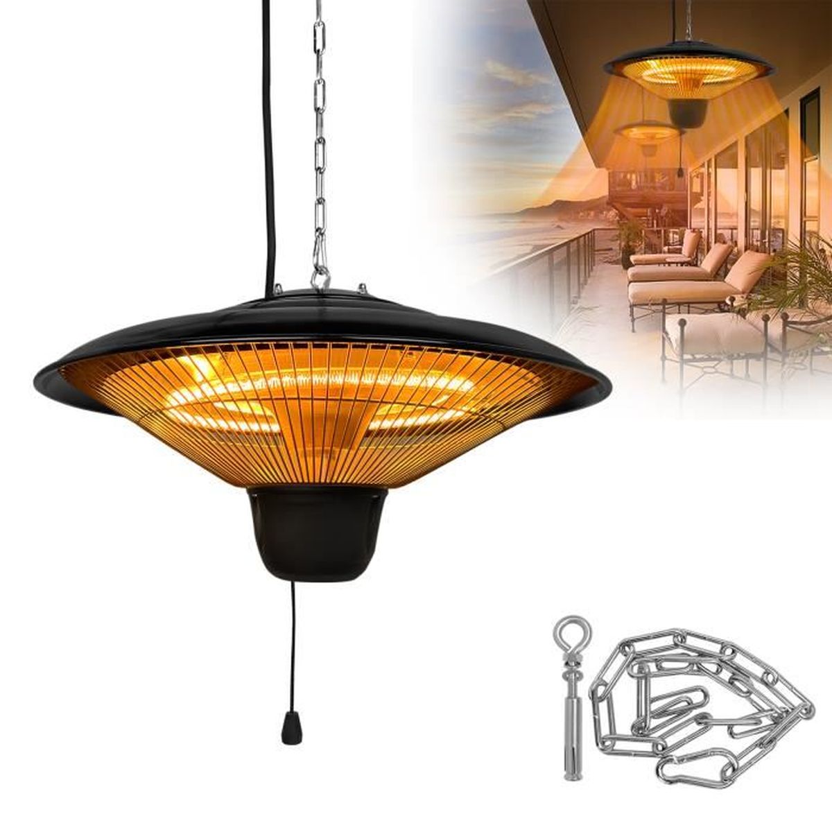 LARS360 1500W Chauffage Radiant Infrarouge Pour Usage Intérieur et ...