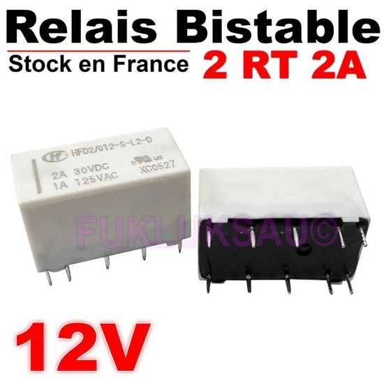 5 RELAIS BISTABLE 2R 2A BOBINE 12V RELAY HFD-012-S-L2-D RELAIS DE ...