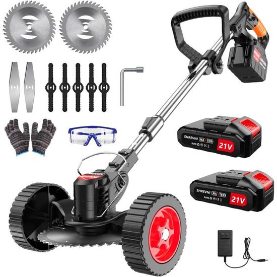 Debroussailleuse Electrique sans Fil, Coupe Bordure sans Fil avec Batterie et 3 Types de Lames ...
