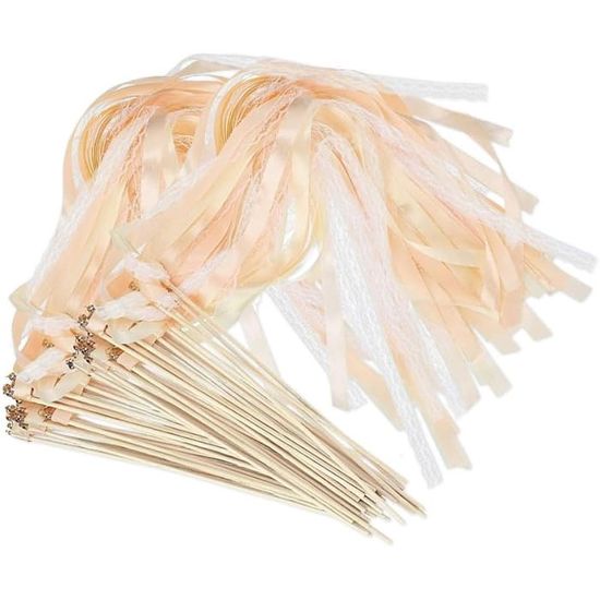 30 Pièces Baguette Ruban Champagne: Mariage Serpentin Bâton - Ruban ...