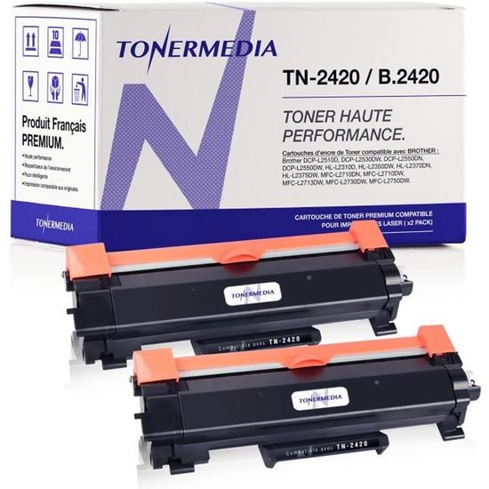 TONERMEDIA - x2 Toner Brother TN2420 TN2410 compatible HL-L2350DW DCP ...