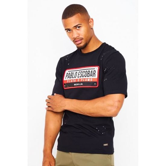 T-shirt noir tâché patch Pablo Escobar Noir - Cdiscount Prêt-à-Porter