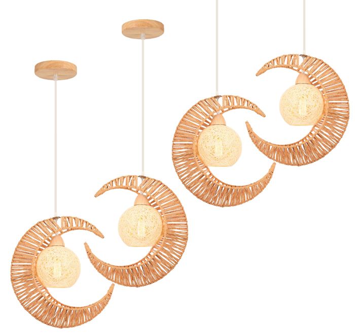 IDEGU 4pcs Suspension Luminaire Lune en Corde de Papier Vintage Lustre ...