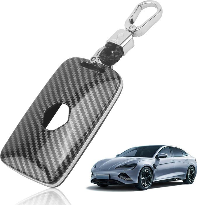 Coque De Clé Voiture En Fibre De Carbone Noir Compatible Avec Et Dacia ...